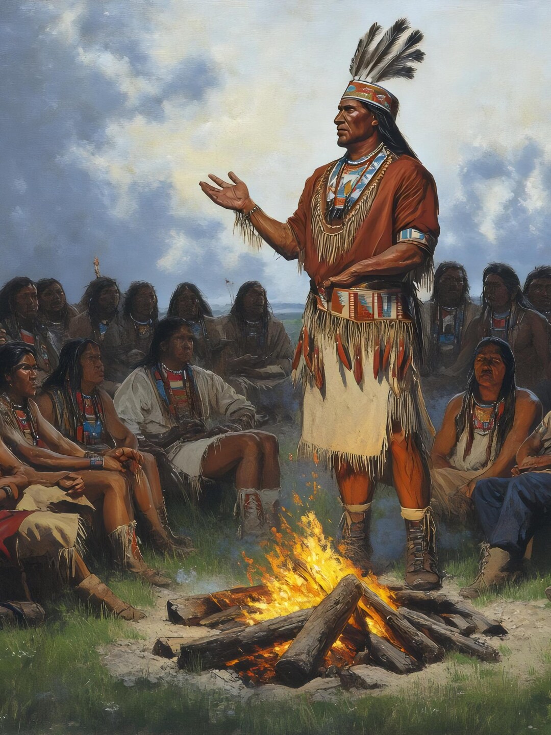 Comanche Elder Digital Art Gift Poster | Native American Tribal Warrior ...