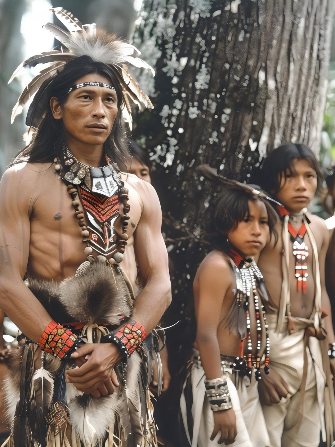 Mayan Amazonian Warrior Tribe Poster Traditional Indigenous Headdress ...