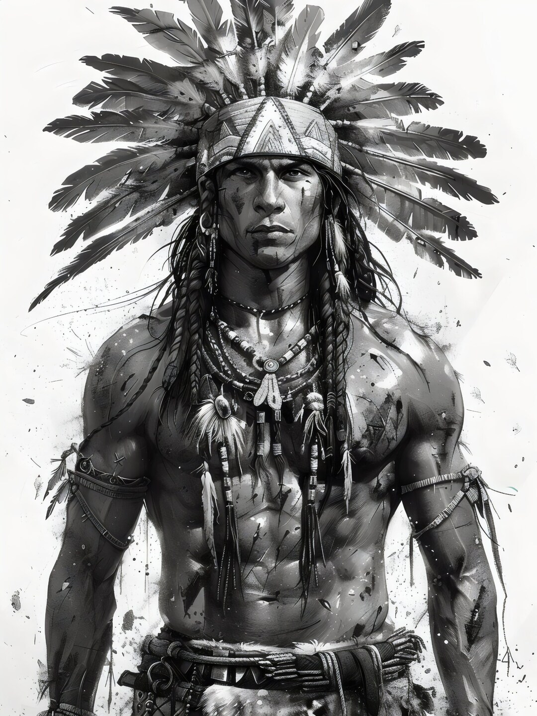 Aztec Warrior Poster Bold and Striking Dual-tone Art Perfect Gift for ...
