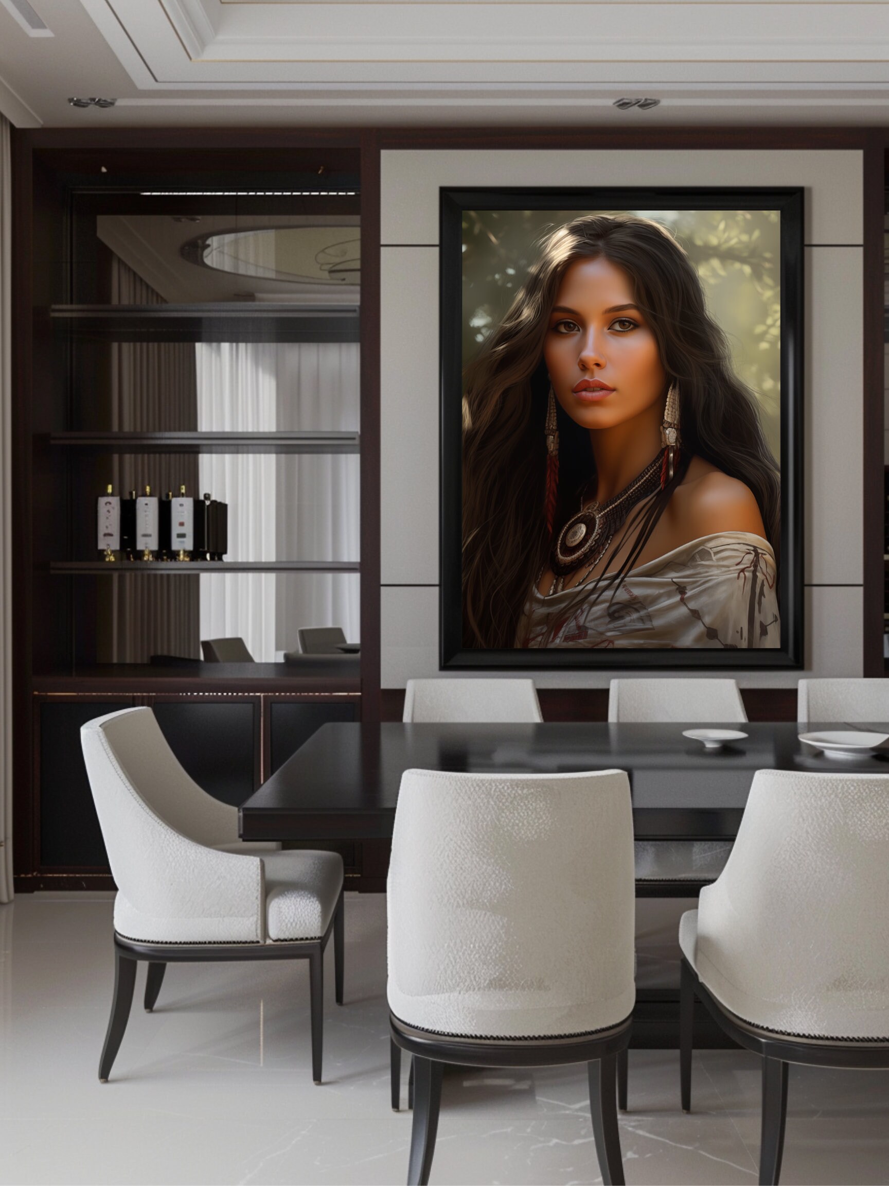 Native American Muscogee Creek Women Native Art Digital Portrait Print ...