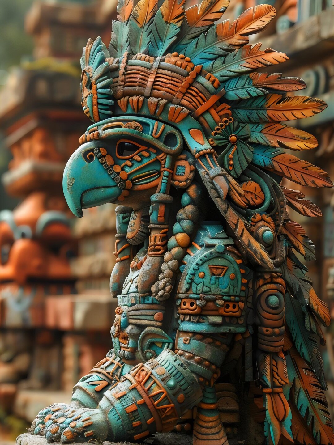 Huitzilopochtli Aztec God Poster Vibrant Aztec Culture Decor Gift Poste ...