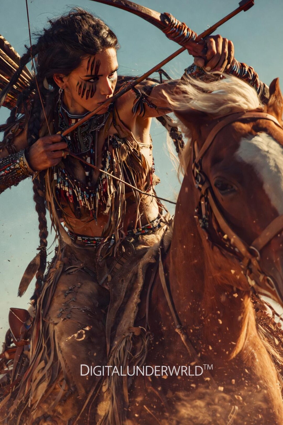 Comanche Warrior Woman Art Print: Native American Archer (5 PNG File ...