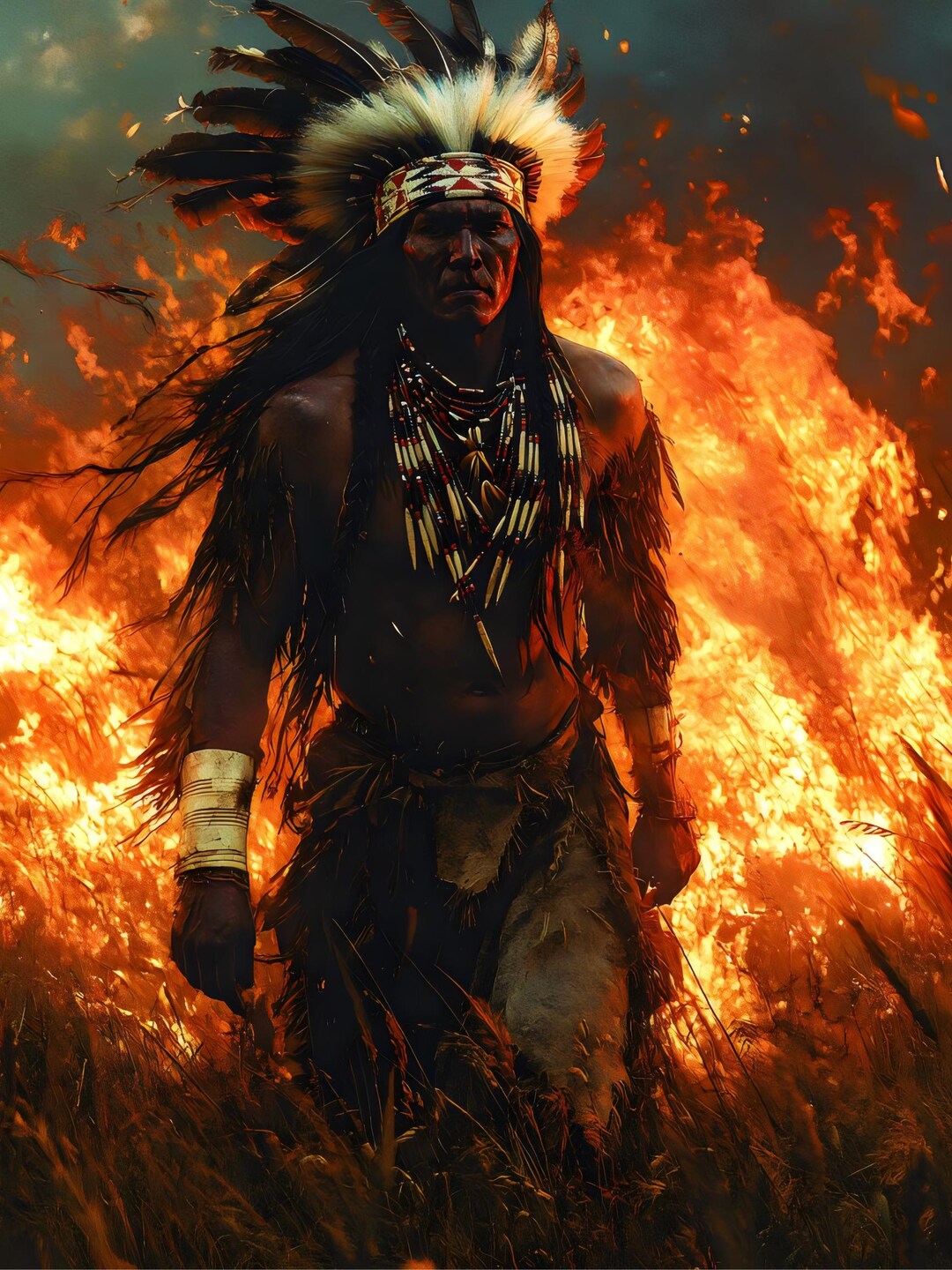 Comanche Warrior Chief Digital Art Gift Poster | Battle Charge Native ...