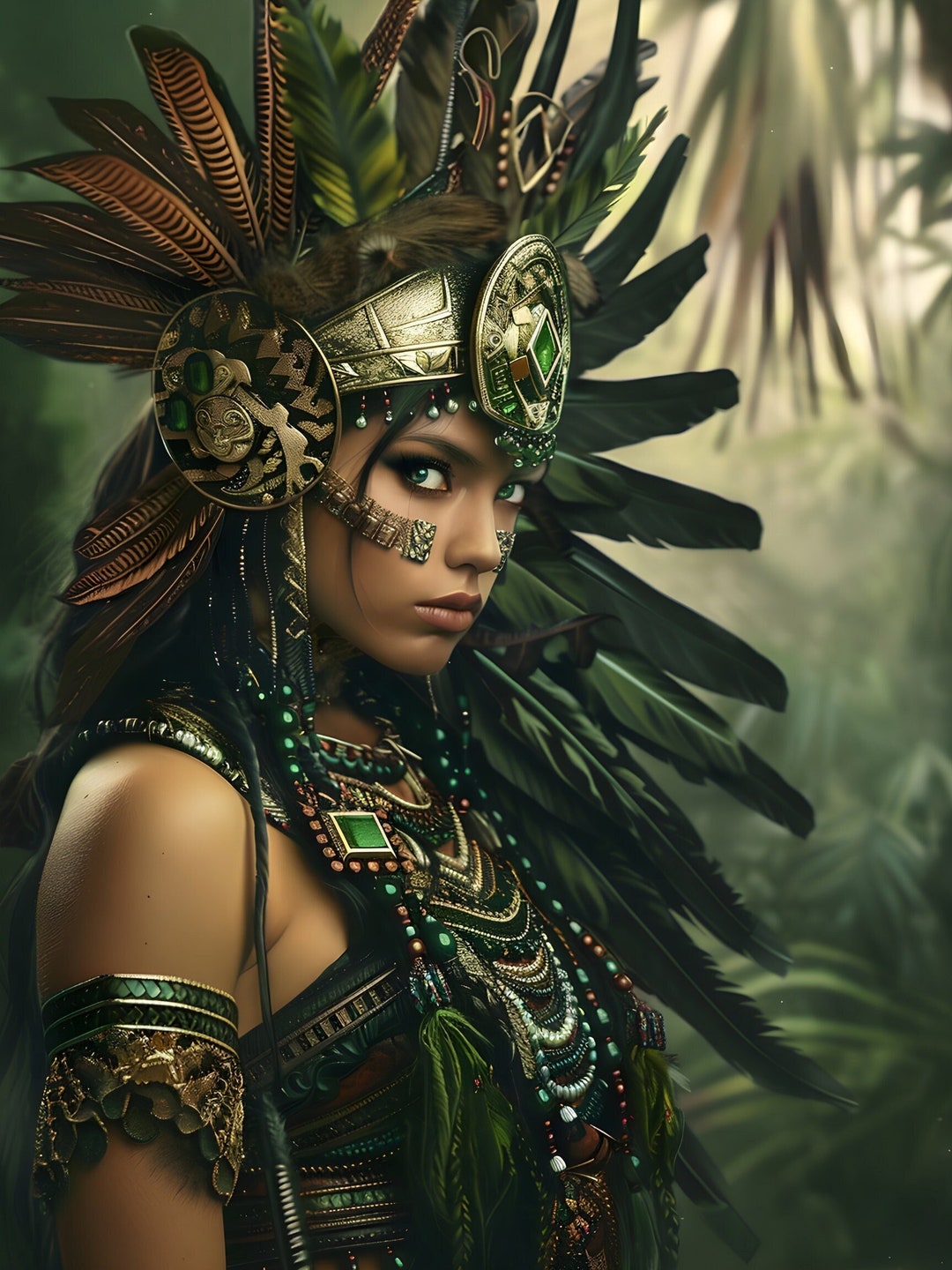 Aztec Warrior Queen Poster Vibrant Wall Art & Culture Unique Aztec ...