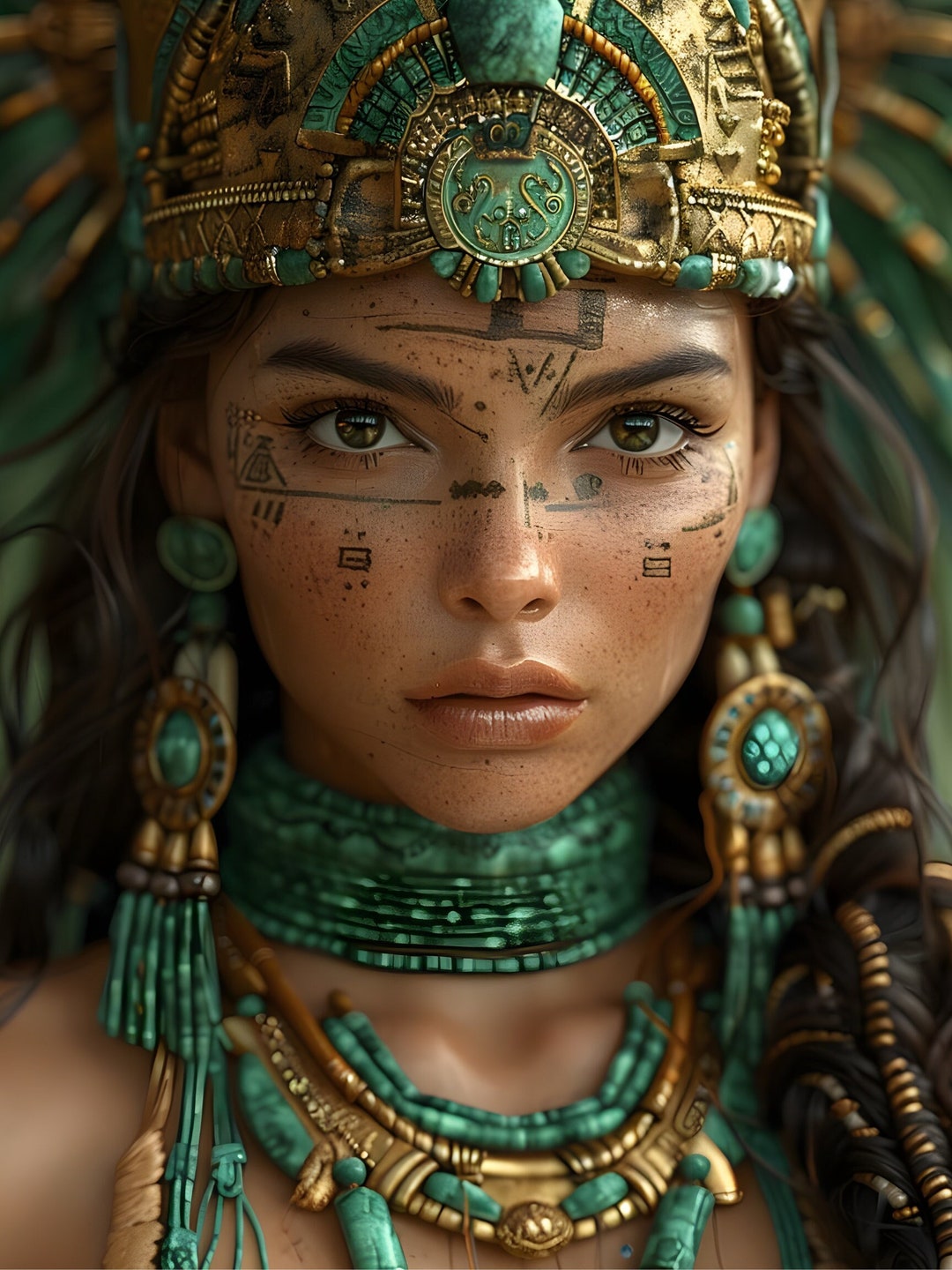 Aztec Warrior Queen Digital Art Gift Poster | | 5 PNG File Sizes for ...