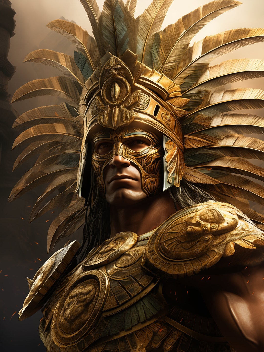 Aztec Warrior King Guerrero Aztec Aztec Poster With Strong Lines ...