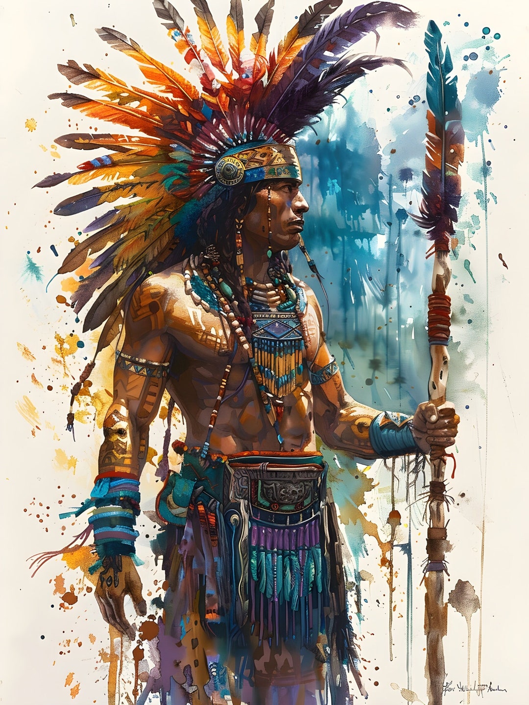 Aztec Warrior Poster Vibrant Wall Art for History & Culture Lovers ...