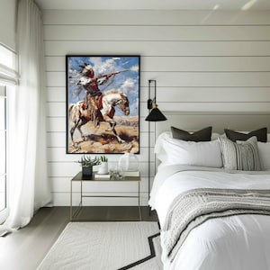 Comanche Warrior on Horse With Rifle Gift Poster | Native American ...