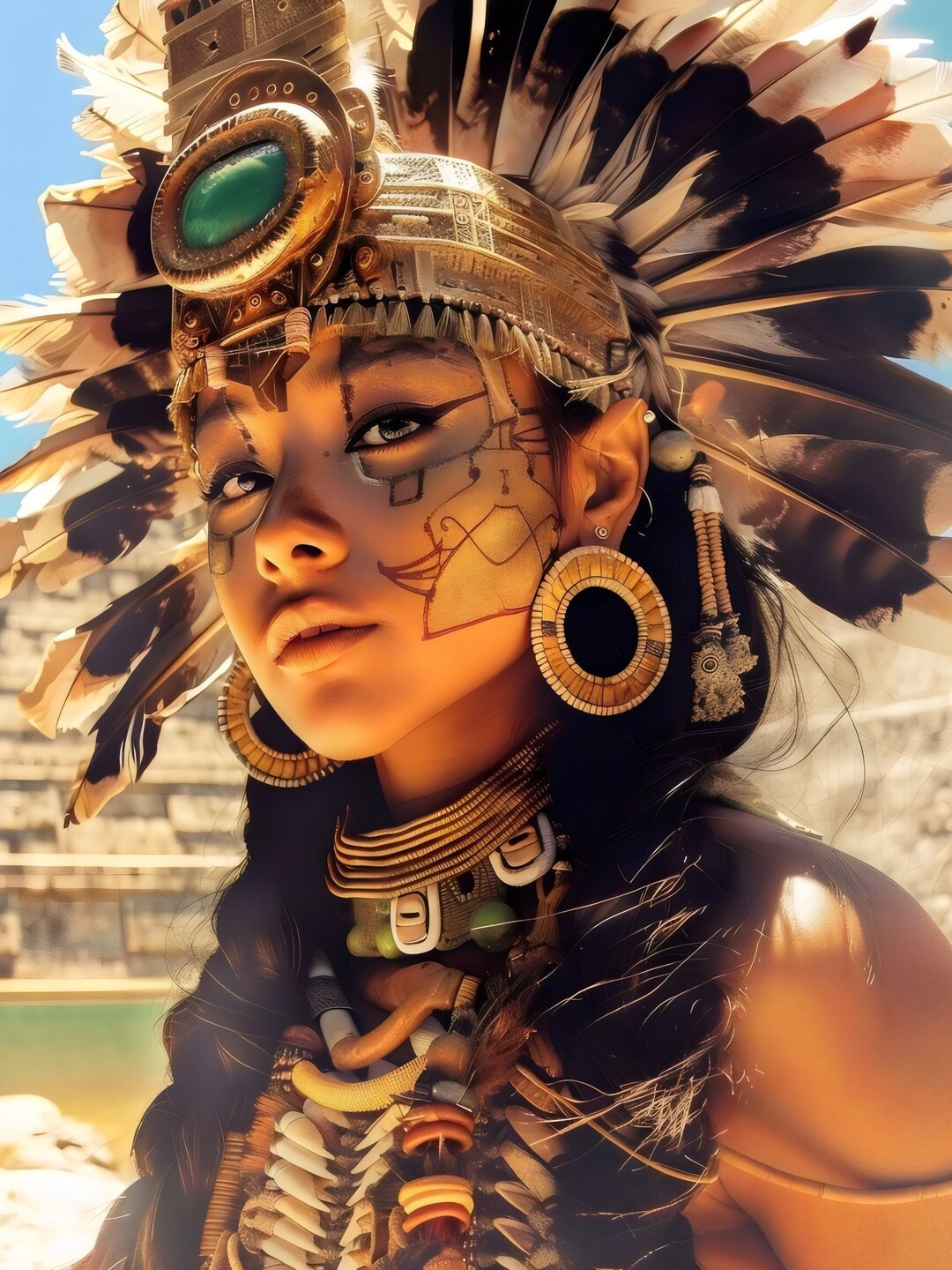 Aztec Warrior Queen Gift Poster Mesoamerican Art| Aztec Wall Decor ...