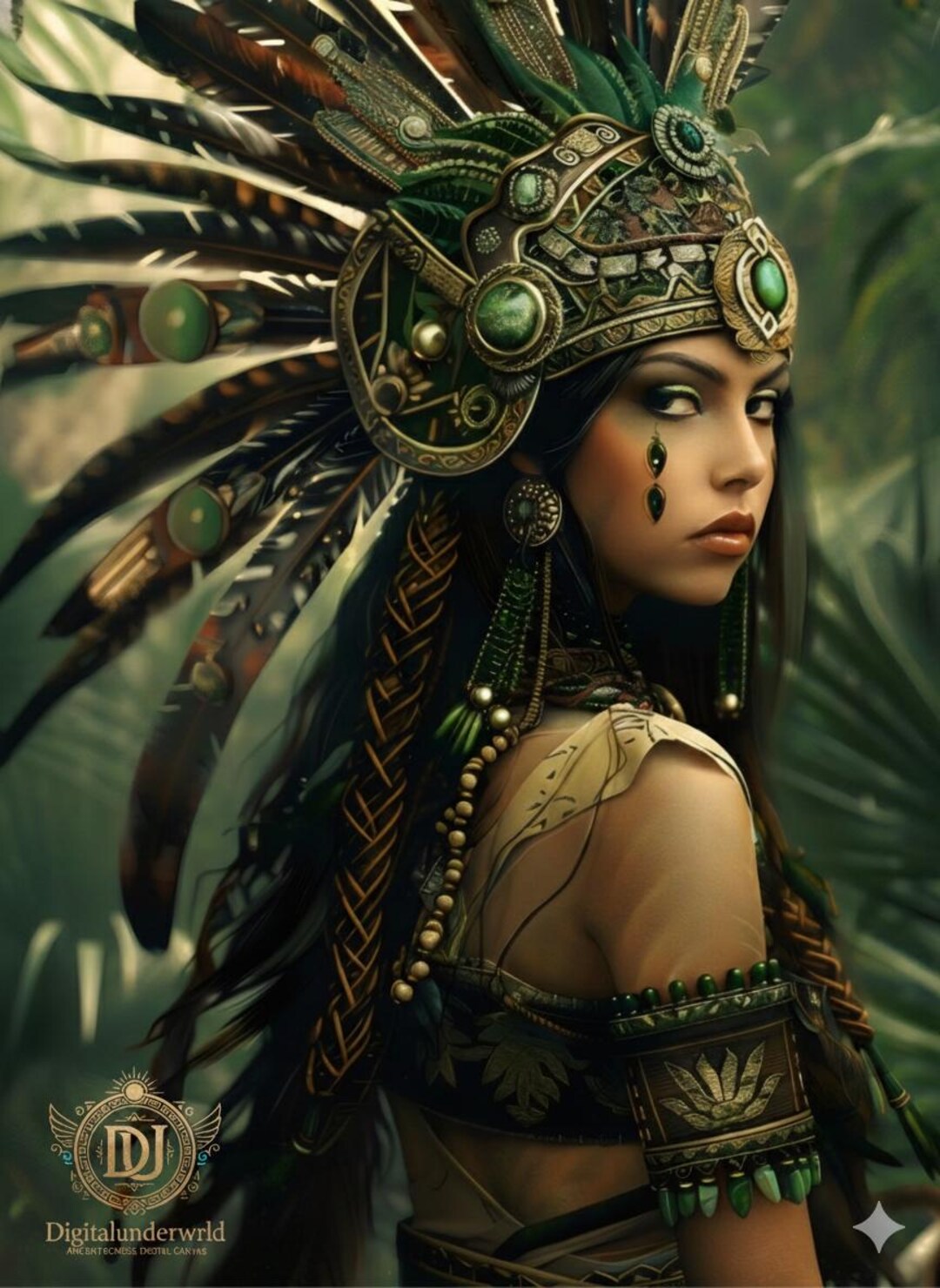 Aztec Warrior Queen Poster Mesoamerican Art Print Digital Download 5