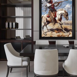 Comanche Warrior on Horse With Rifle Gift Poster | Native American ...