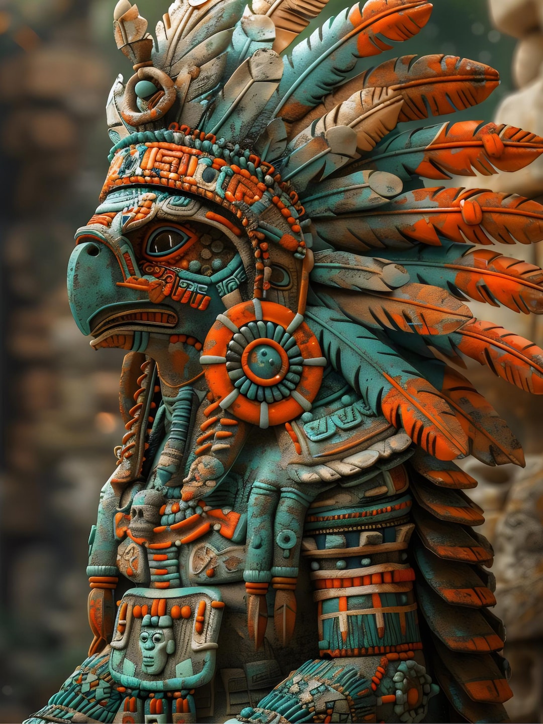 Huitzilopochtli Aztec God Poster Vibrant Aztec Culture Decor Gift Poste ...