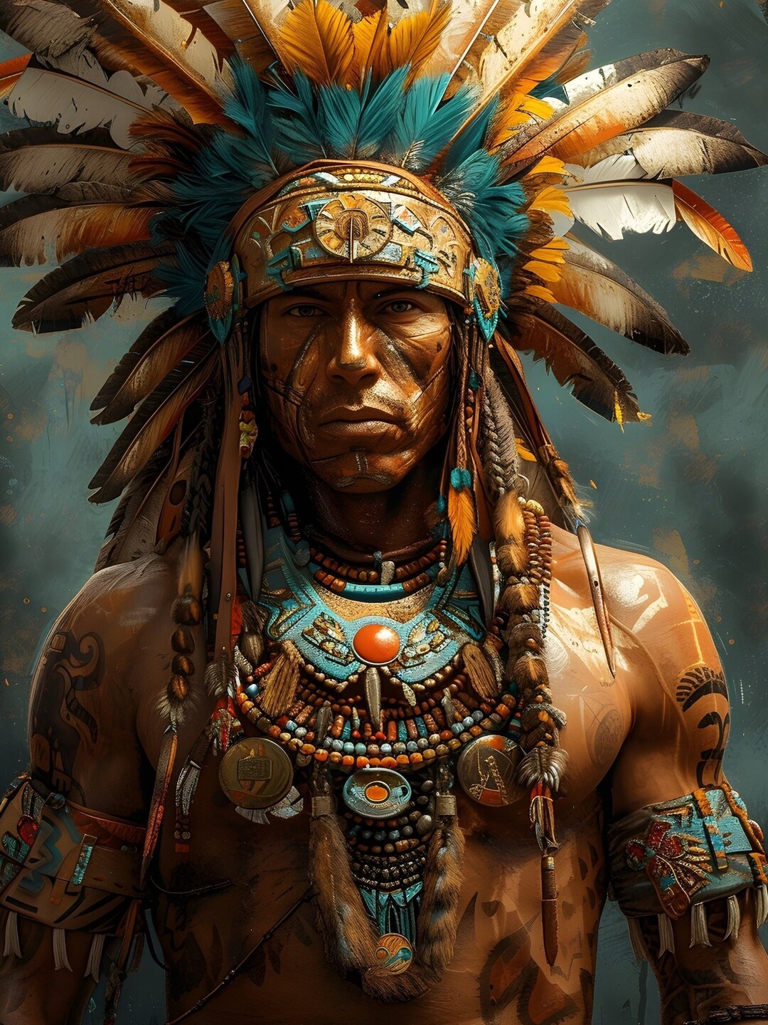 Aztec Warrior King Art Print: Mesoamerican Decor (digital Download) - Etsy