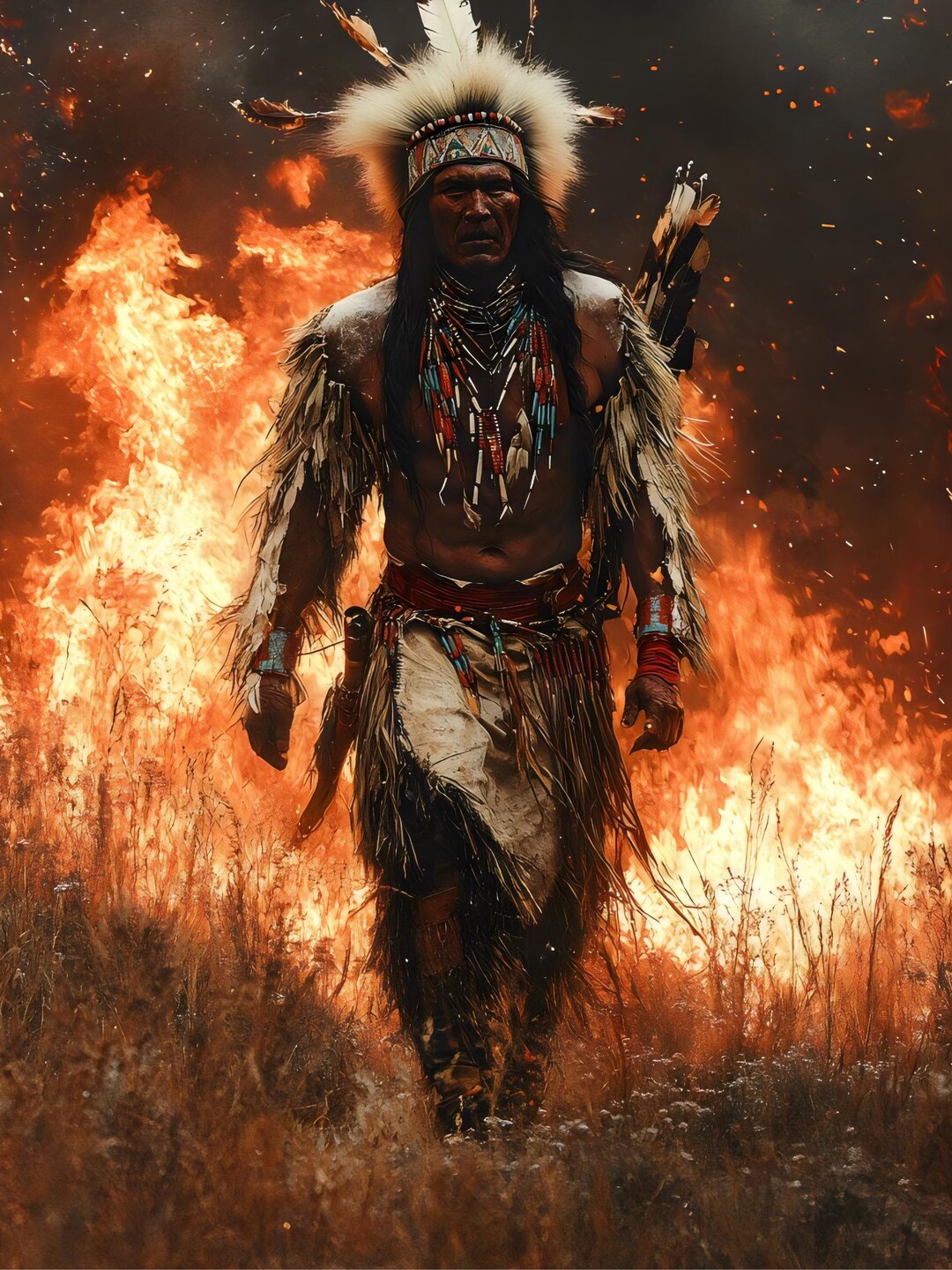 Comanche Warrior Chief Digital Art Gift Poster | Battle Charge Native ...