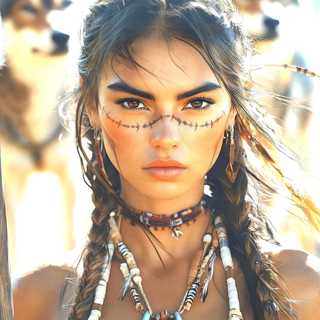 Comanche Warrior Queen: Native American Tribal Art Gift Poster in 5 PNG ...