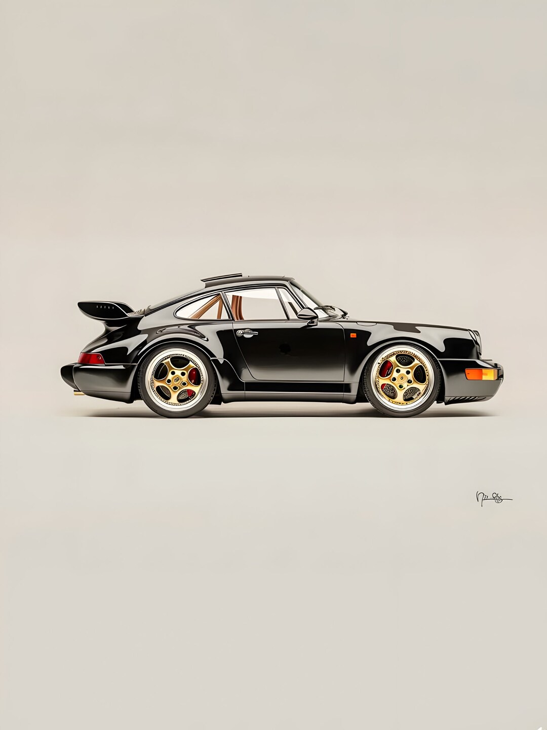 Vintage Porsche 911 Turbo 993 Art Print Classic Black Porsche Poster ...