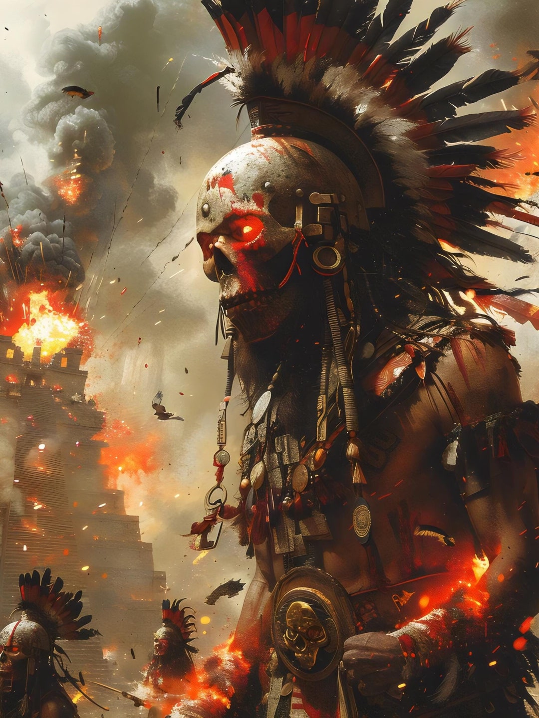 Mictlantecuhtli Aztec God Procession at the Pyramid of the Sun Digital ...