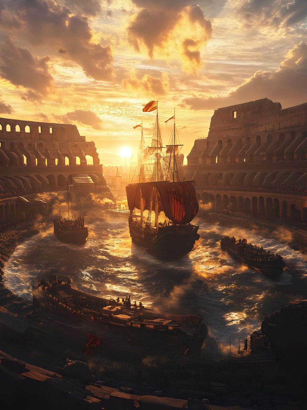 Rome's Inauguration Colosseum Games With Inauguration Naumachiae Naval ...