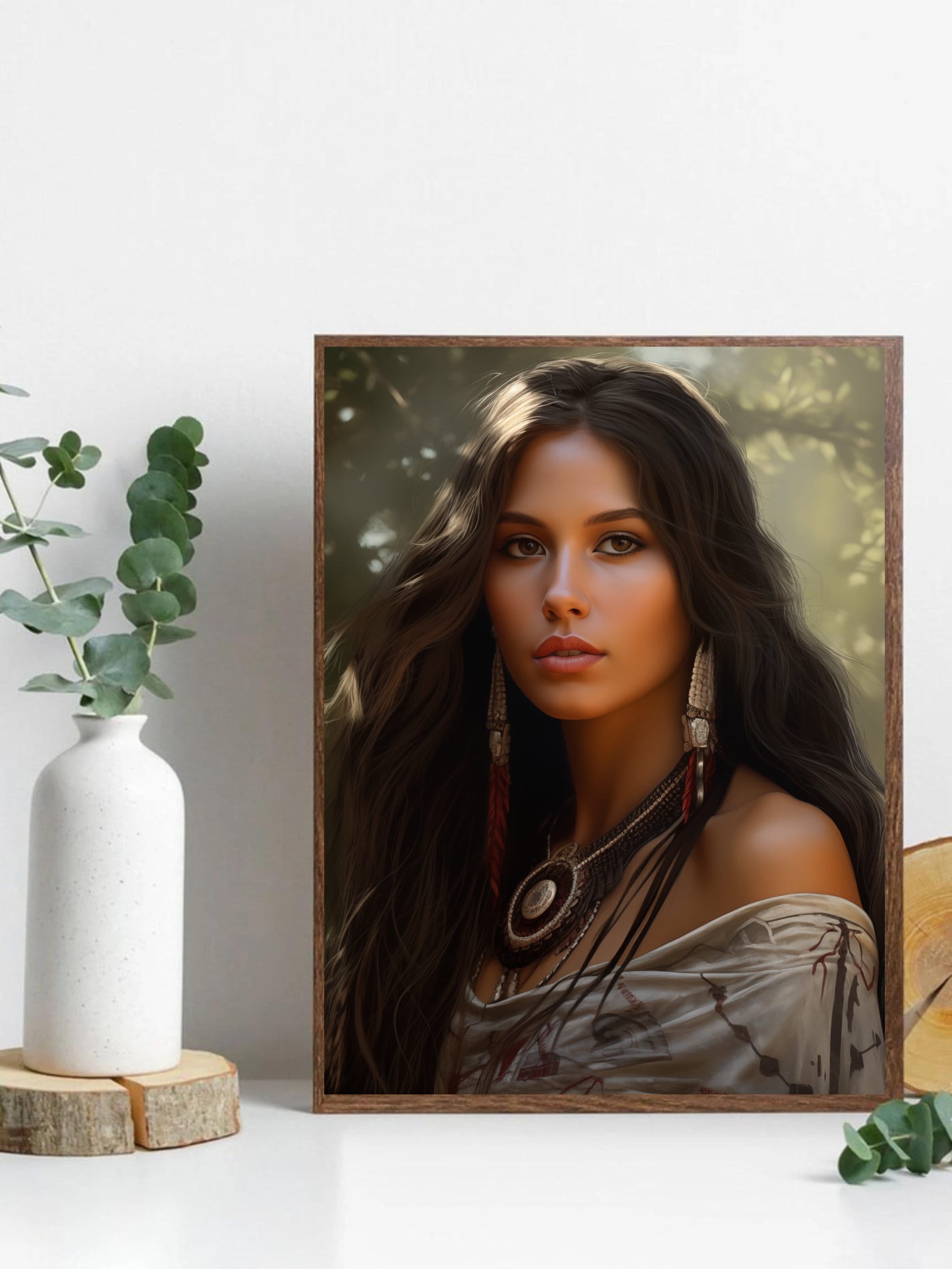 Native American Muscogee Creek Women Native Art Digital Portrait Print ...