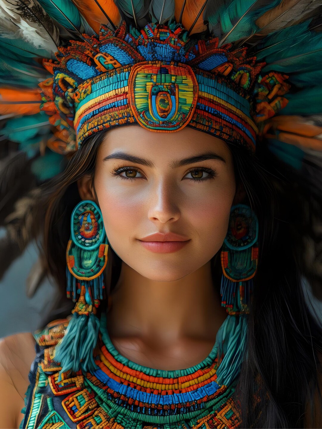 Aztec Warrior Queen Poster Vibrant Wall Art & Culture | Unique Aztec ...