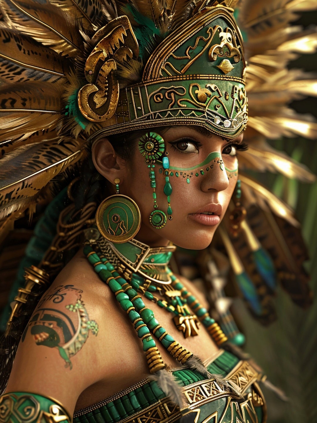 Aztec Warrior Queen Poster Vibrant Wall Art & Culture Unique Aztec ...