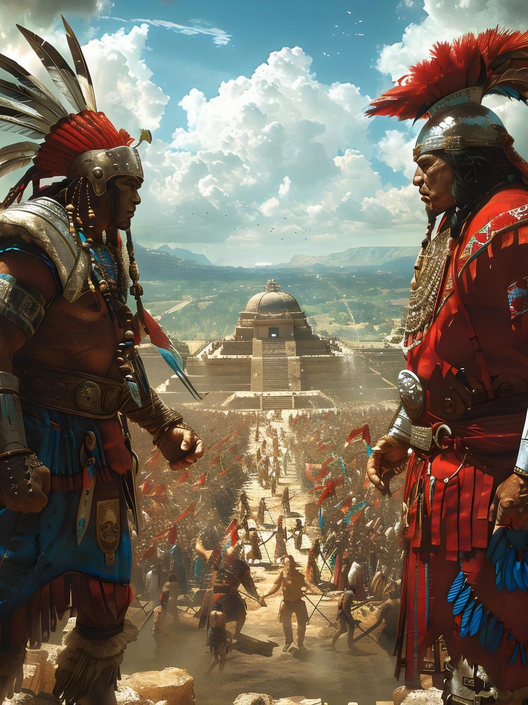Aztec Warrior Vs. Inca Warrior Intense Face-off Digital Art Gift Poster ...
