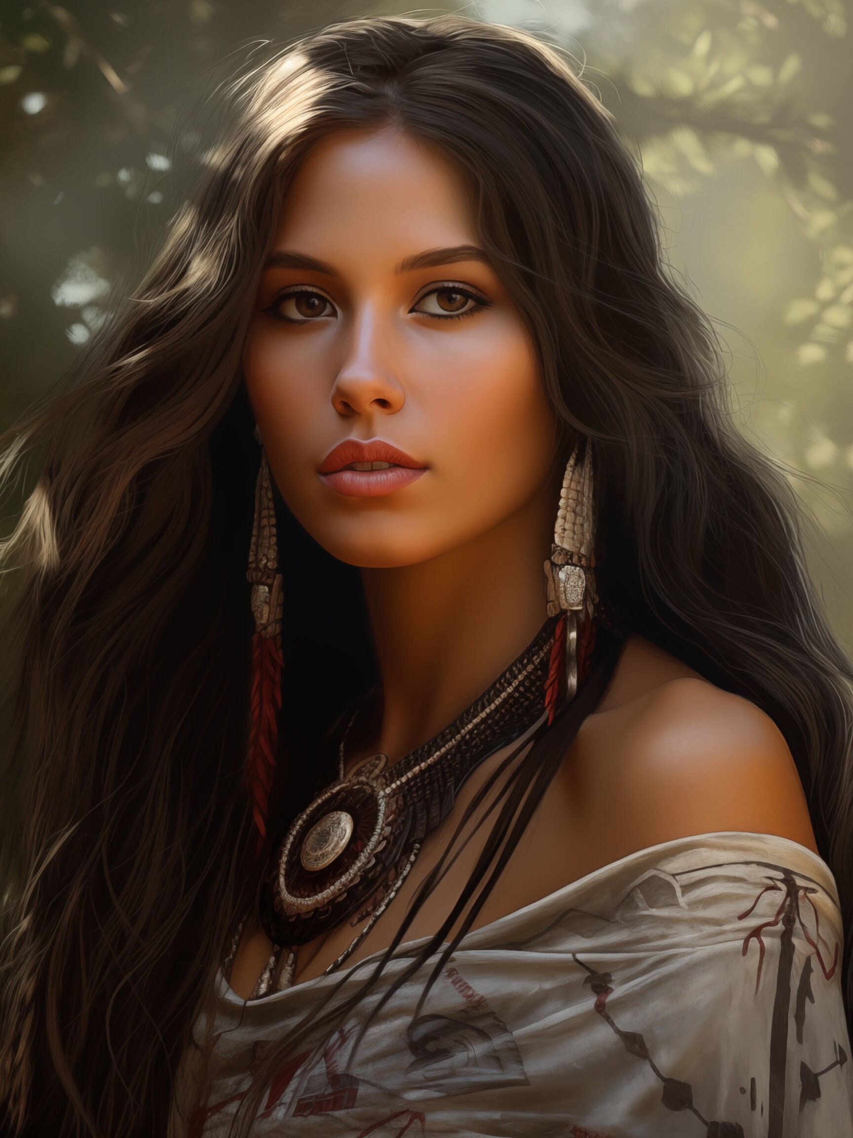 Native American Muscogee Creek Women Native Art Digital Portrait Print ...