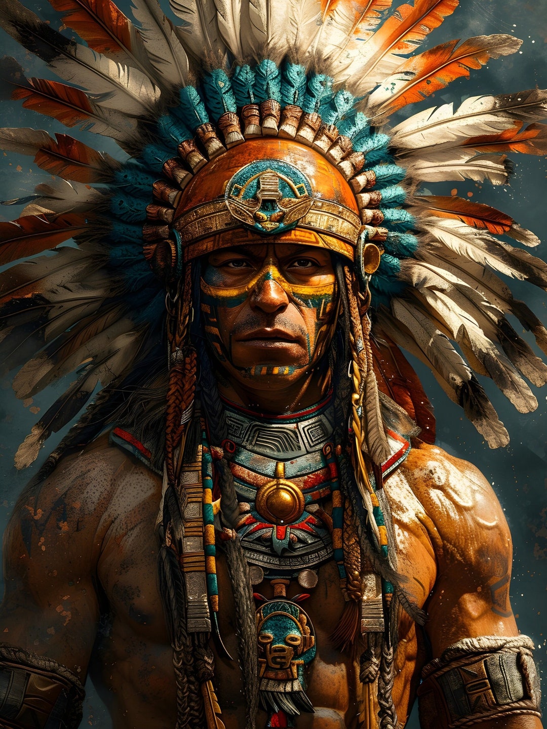 Aztec Warrior Poster Vibrant Wall Art for History & Lovers Aztec Decor ...