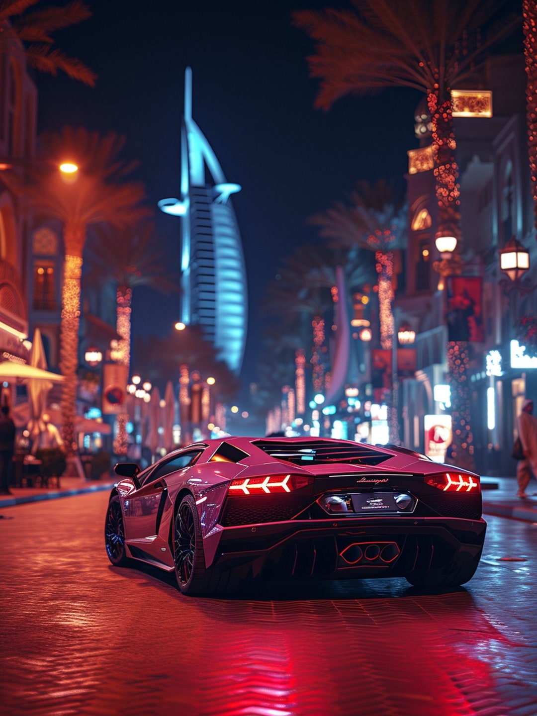 Lamborghini Aventador in Dubai With Burj Al Arab Luxury Car Poster ...