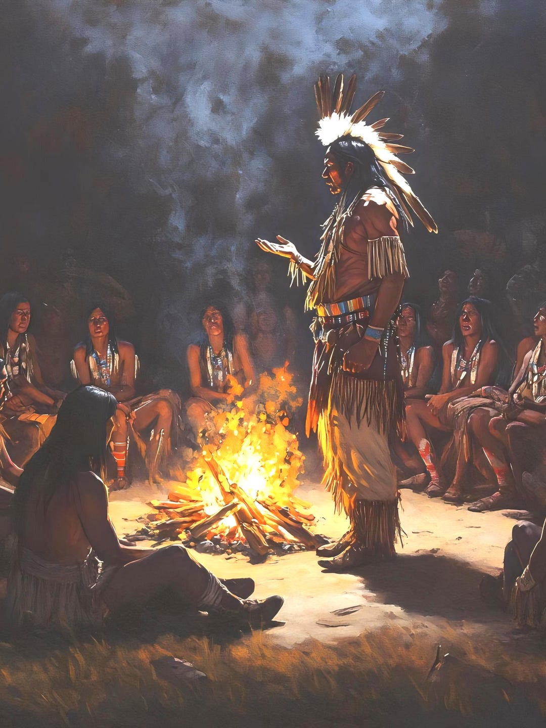 Comanche Elder Art Print | Native American Pre-battle Ceremony (5 PNG ...
