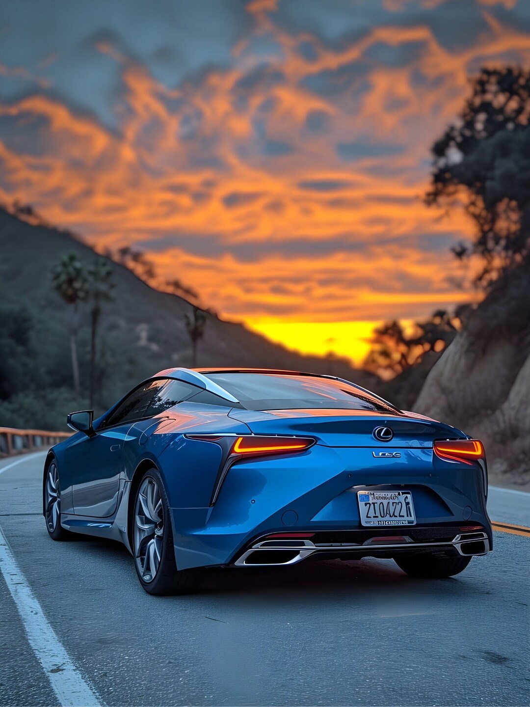 Lexus LS on Mountain at Sunrise From Behind High Definition Camera ...