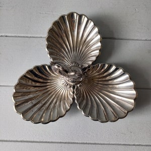 Art Deco Clam Shell and Dolphin Dish, French Vintage Silver Plated Clam ...
