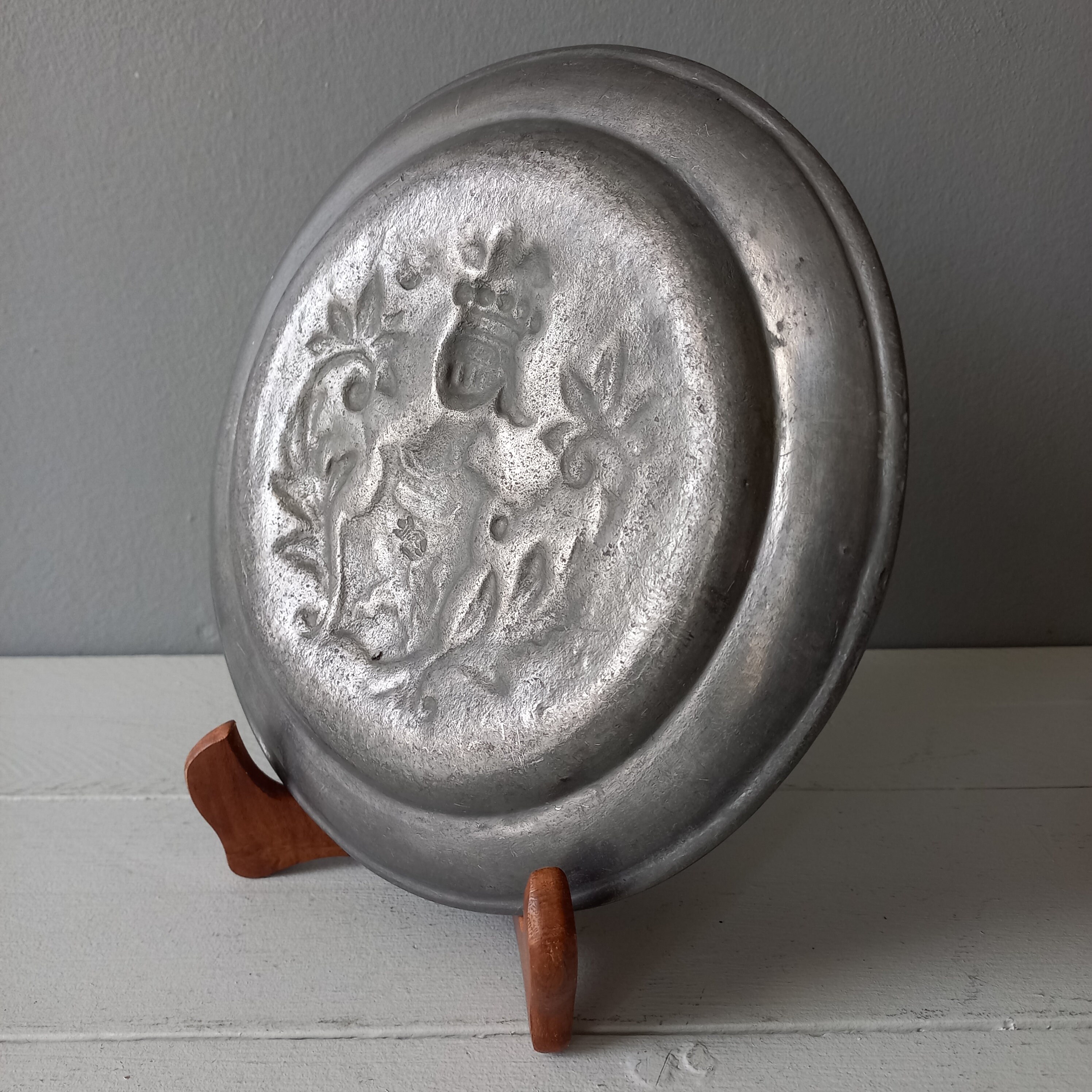 Decorative Pewter Plate With Embossed French Coat of Arms - Etsy