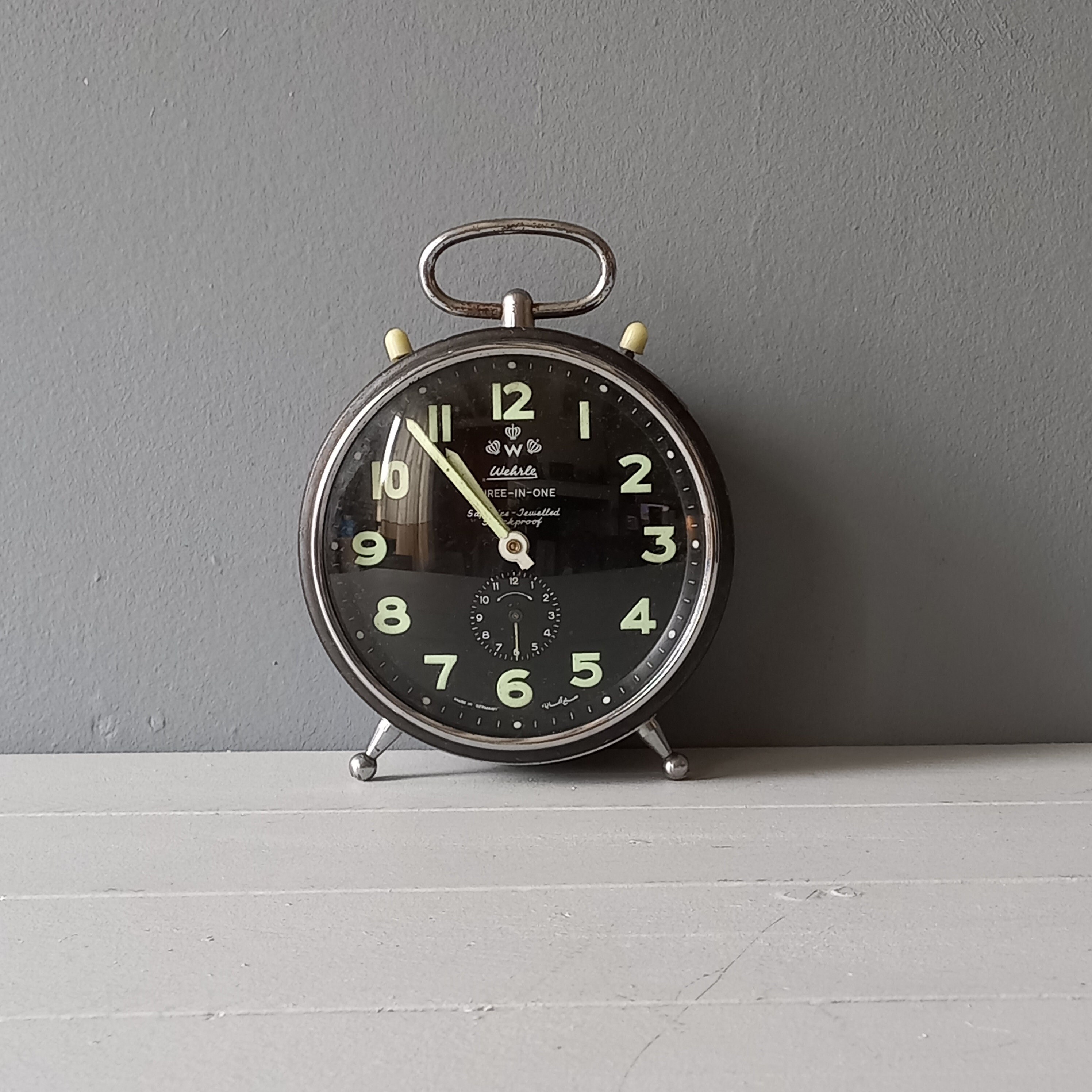 Vintage Alarm Clock by Premier German Manufacturer, Wehrle, Large Three ...