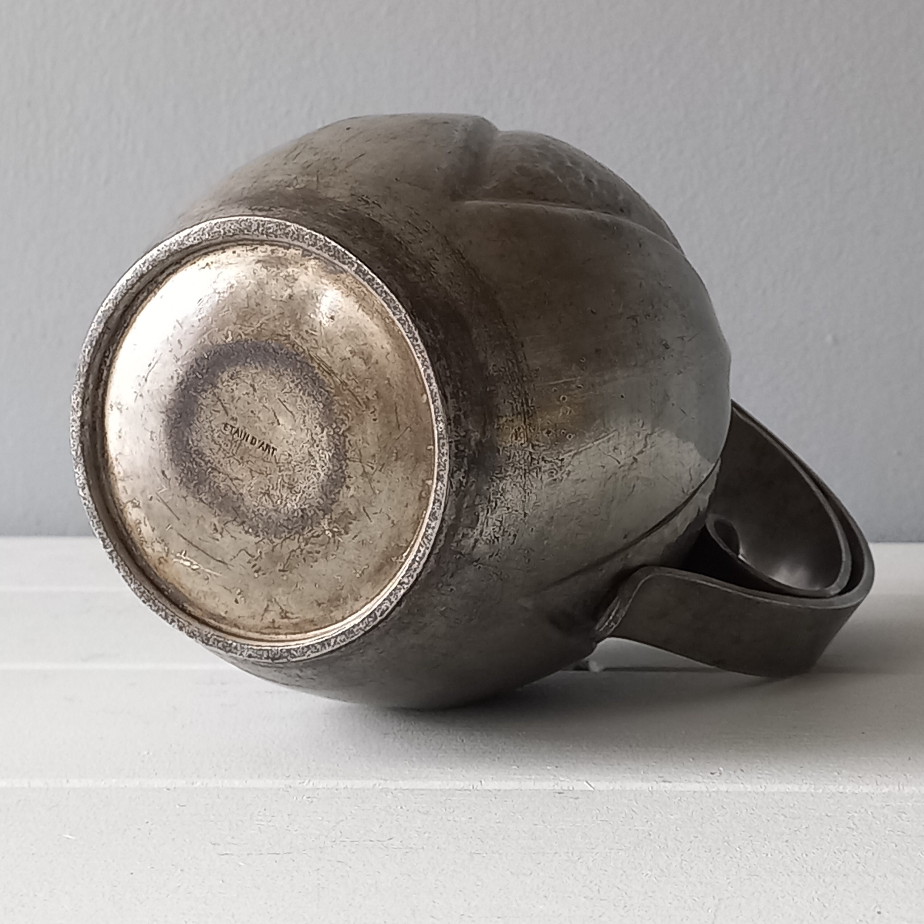 French Vintage Decorative Pewter Jug Signed by Artist, Antique Pewter ...
