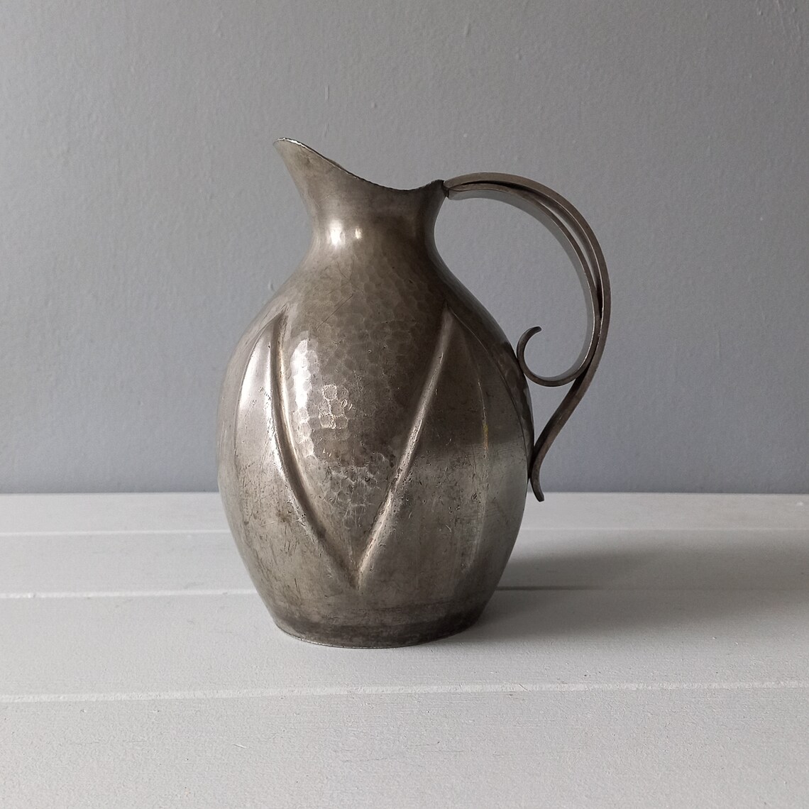 Antique Pewter Jug Signed by Artist, Decorative French Pewter Pitcher ...