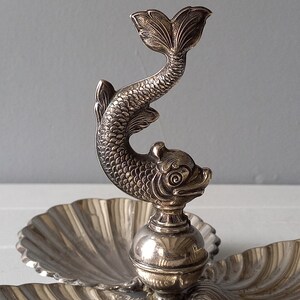 Art Deco Clam Shell and Dolphin Dish, French Vintage Silver Plated Clam ...