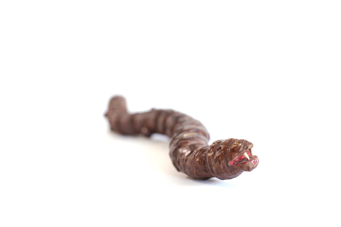 19th Century Handcarved Wooden Folk Art Snake Sculpture - Etsy