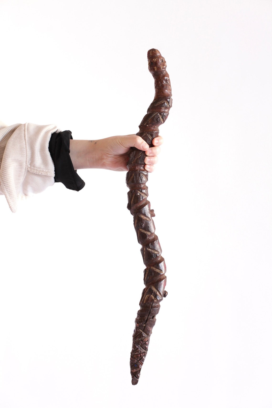 19th Century Handcarved Wooden Folk Art Snake Sculpture - Etsy