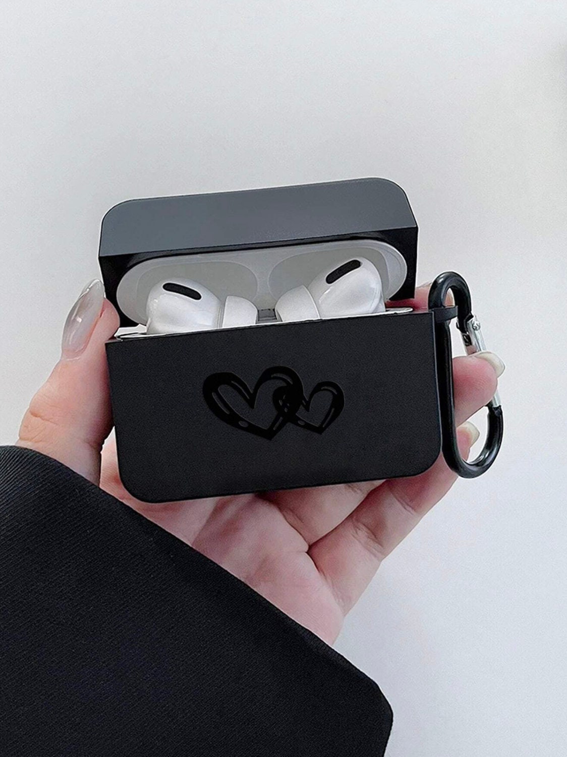 Heart Pattern Case Matte Black Airpods Case - Etsy Australia