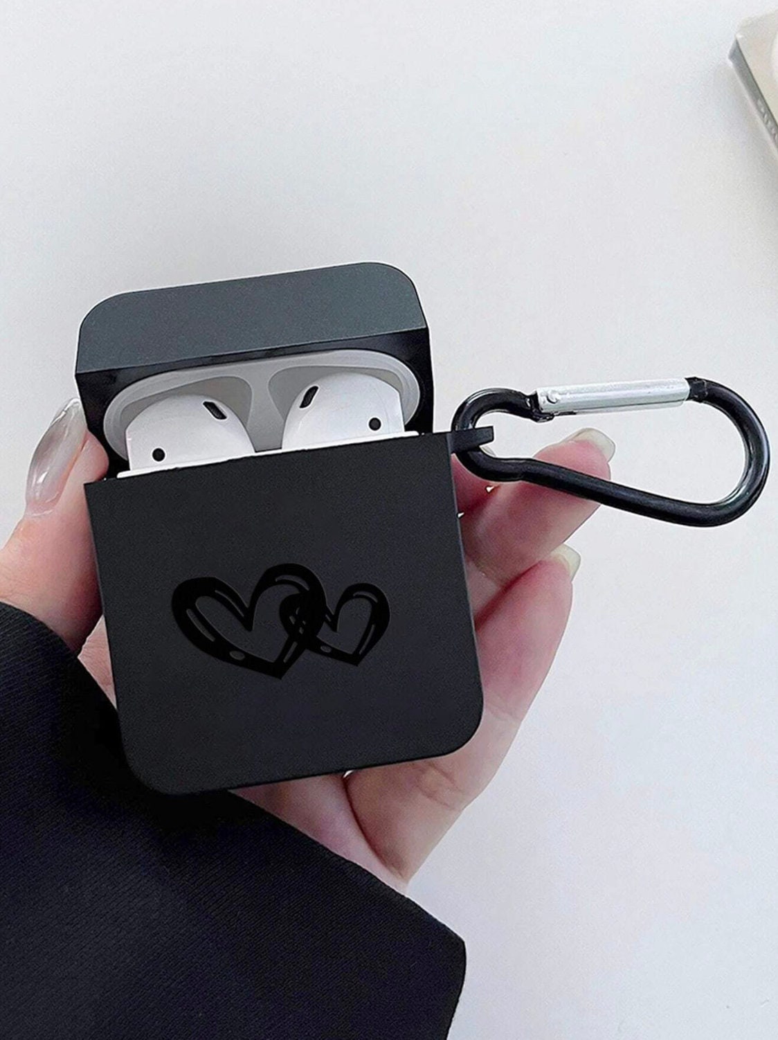 Heart Pattern Case Matte Black Airpods Case - Etsy Australia