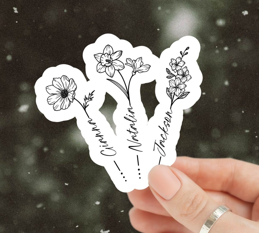Personalized Birth Month Flower Stickers With Names, Customized ...