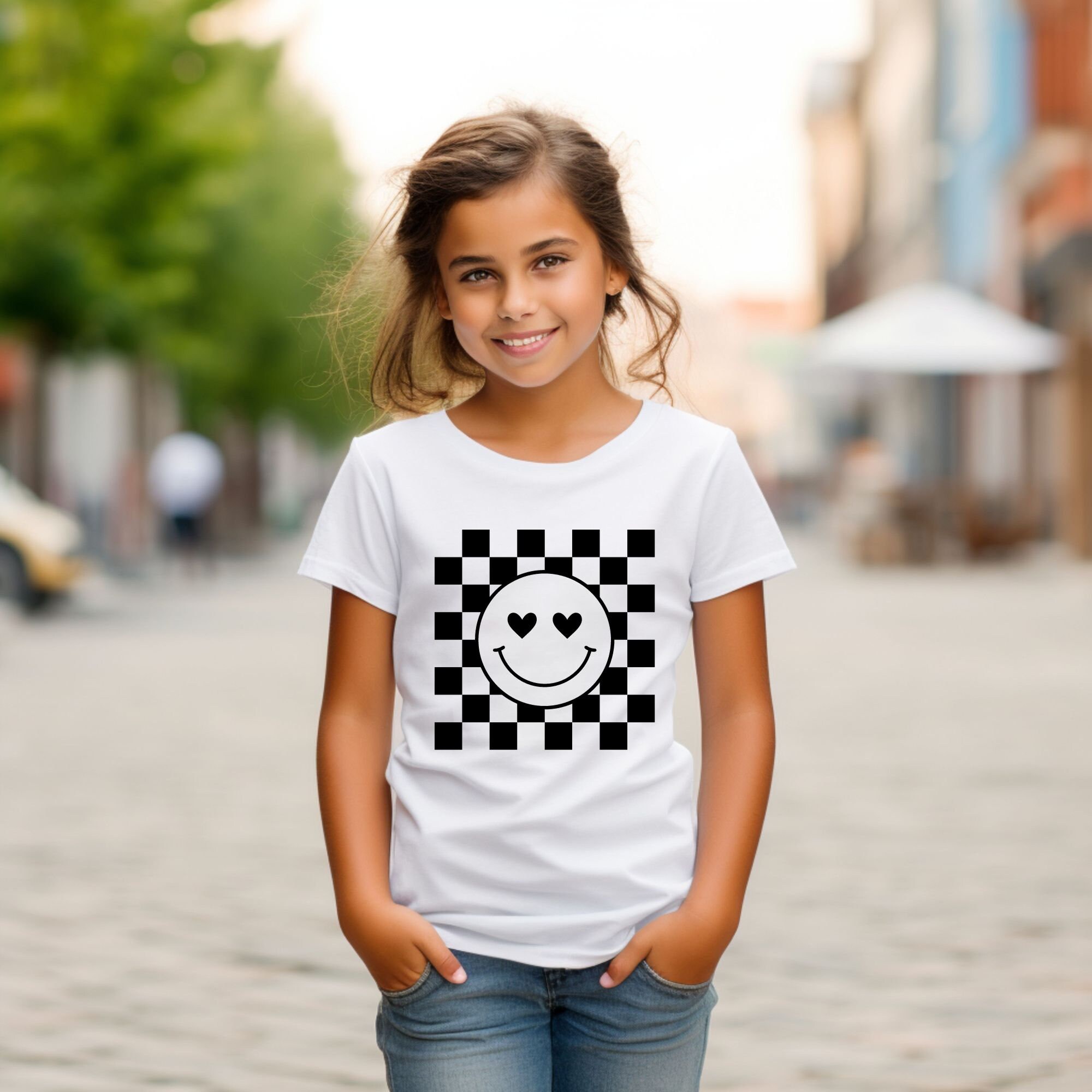 Checkered Heart Smiley Face Design - PNG, SVG, JPG - Etsy