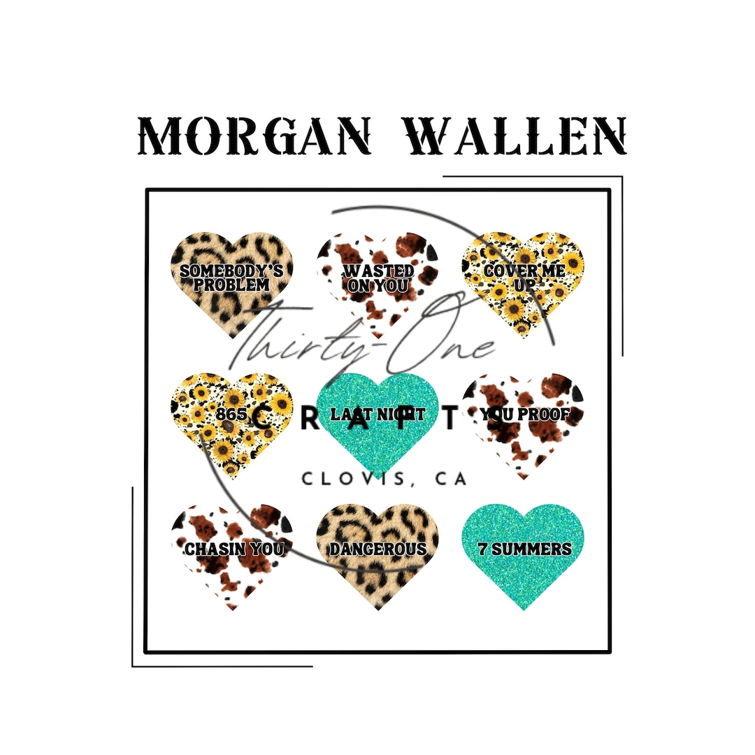 Morgan Wallen Valentine Hearts With Animal Prints PNG - Etsy