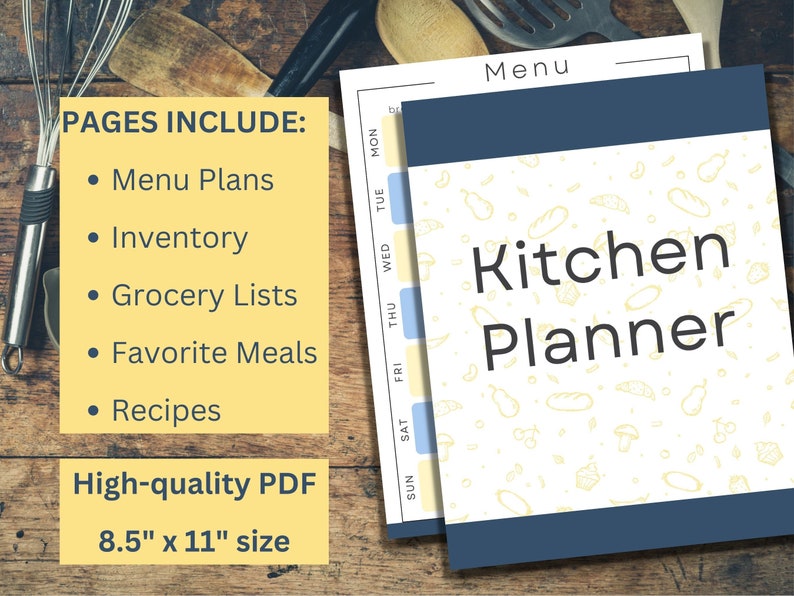 Printable Kitchen Planner | Menu Planning | Food Inventory - Etsy