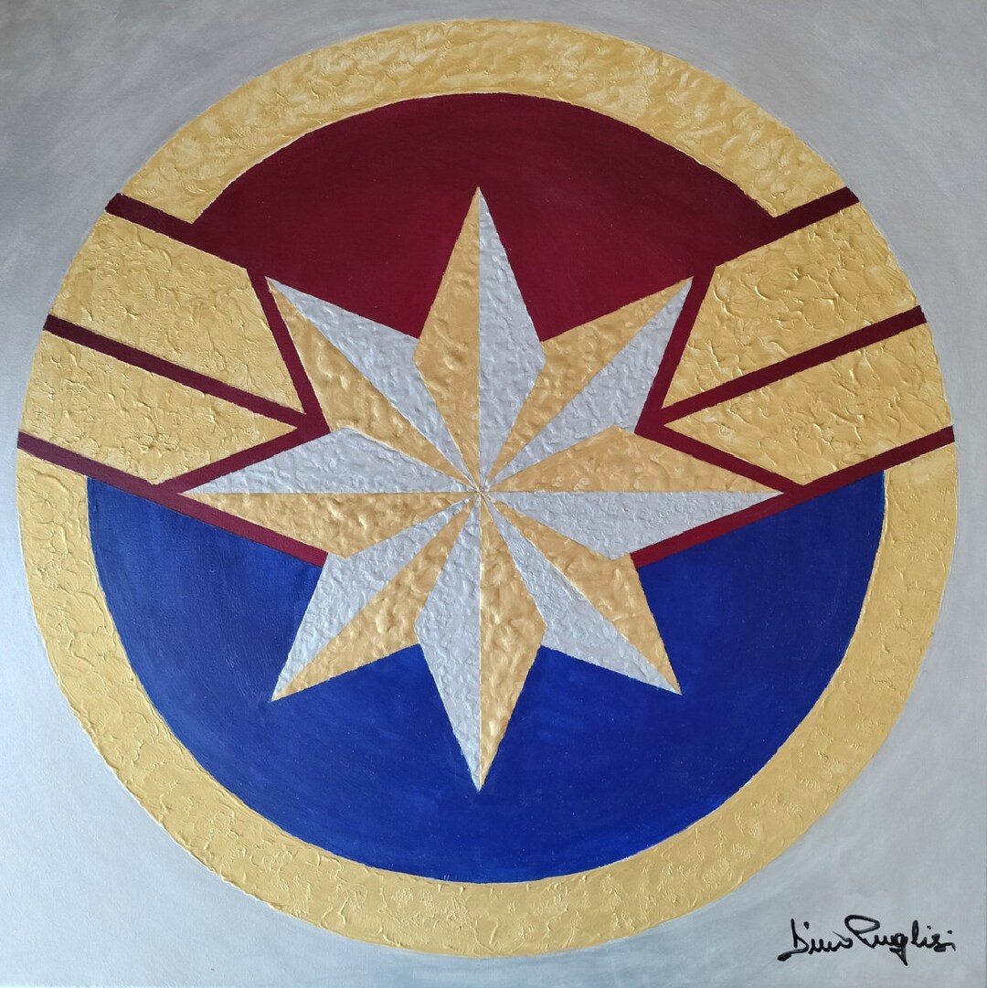 Captain Marvel Compass Rose Watercolor Painting Captain America Compass ...