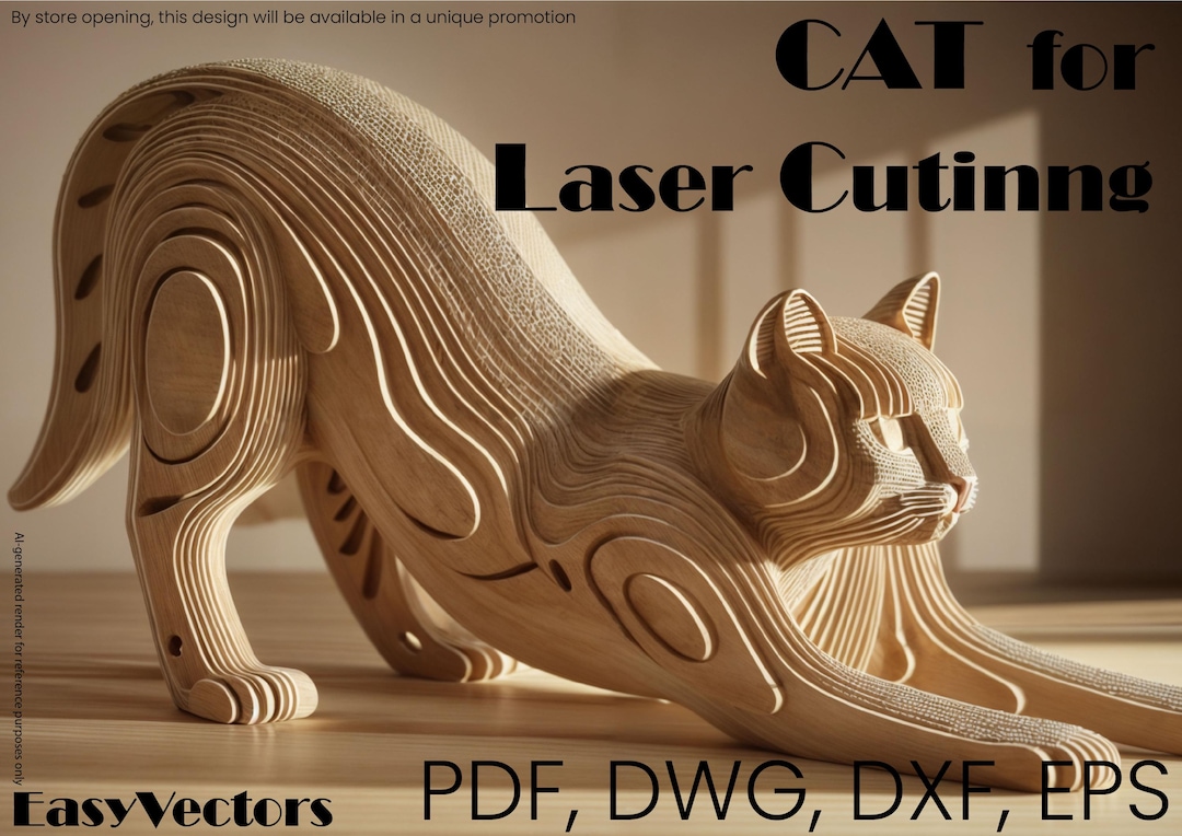 Laser Cut 3D Cat Puzzle, 3D Cat Model Kit – Easy-to-assemble Laser Cut ...