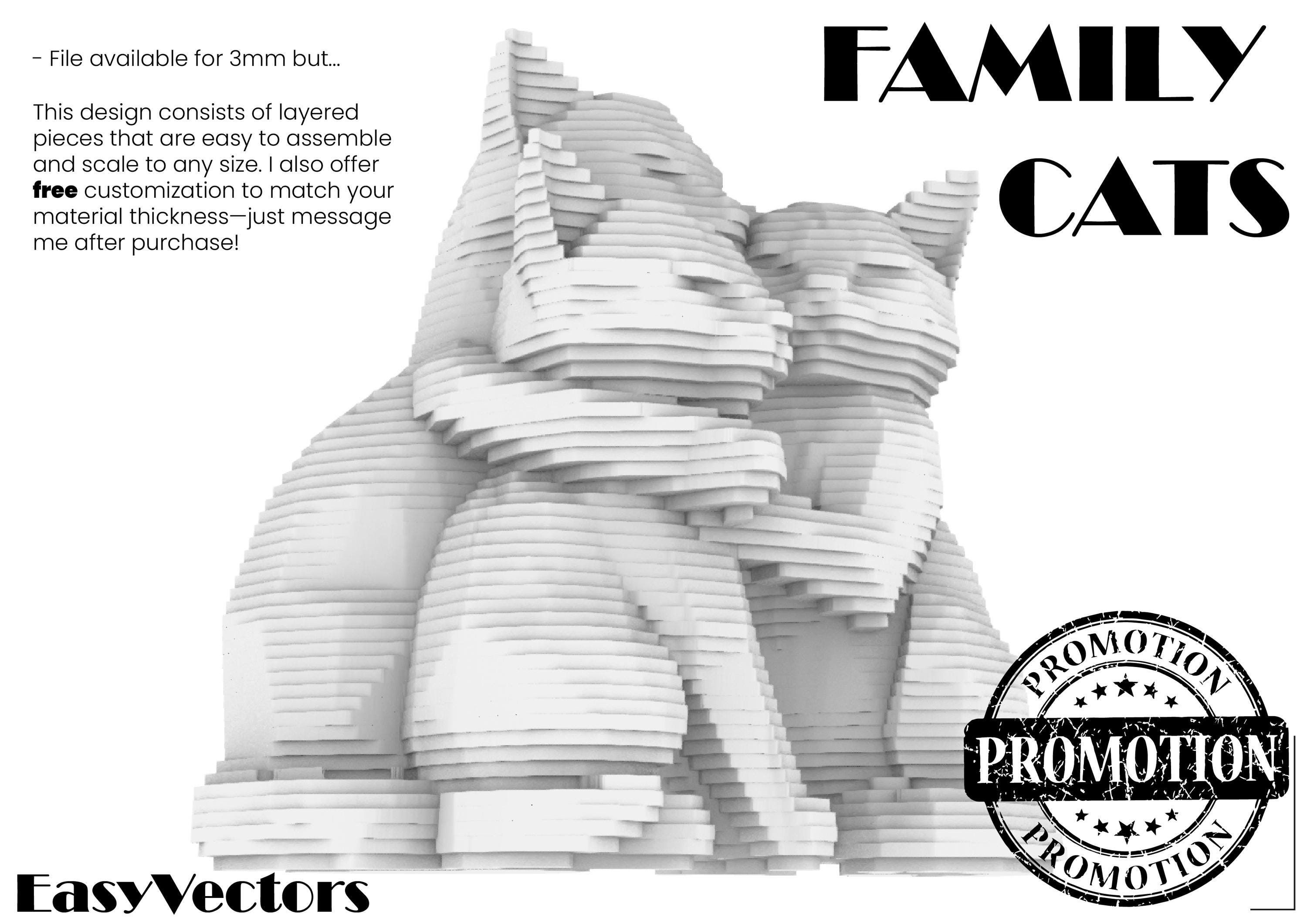 Laser Cut 3D Cats Puzzle, 3D Cat Model Kit – Easy-to-assemble Laser Cut ...