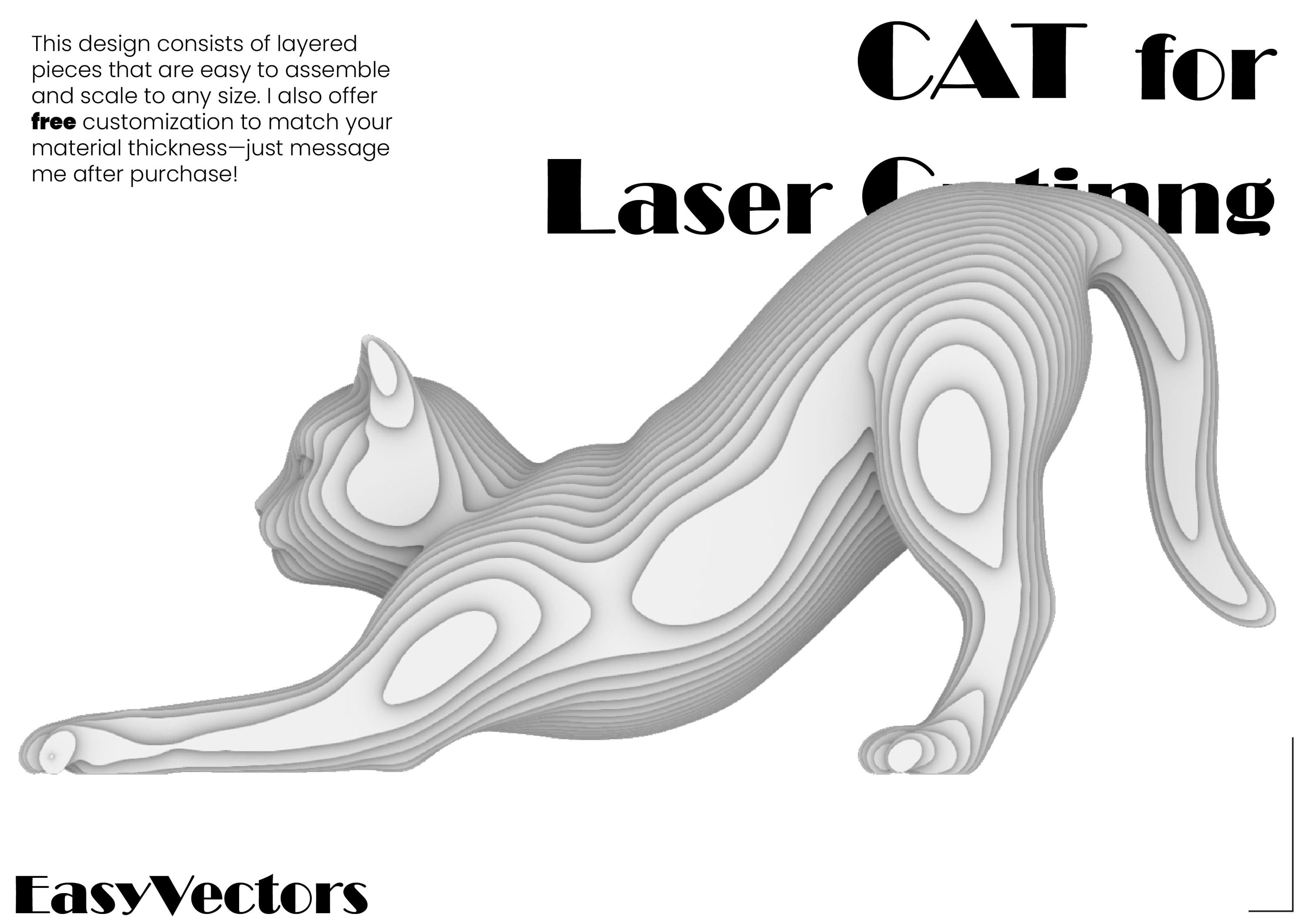 Laser Cut 3D Cat Puzzle, 3D Cat Model Kit – Easy-to-assemble Laser Cut ...