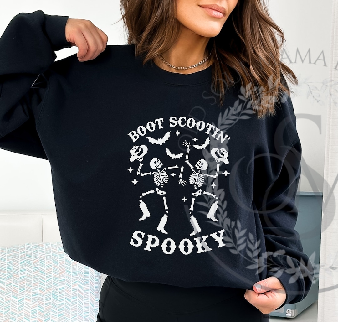 Boot Scootin Spooky SVG PNG, Dancing Skeleton Svg, Halloween Shirt Svg ...